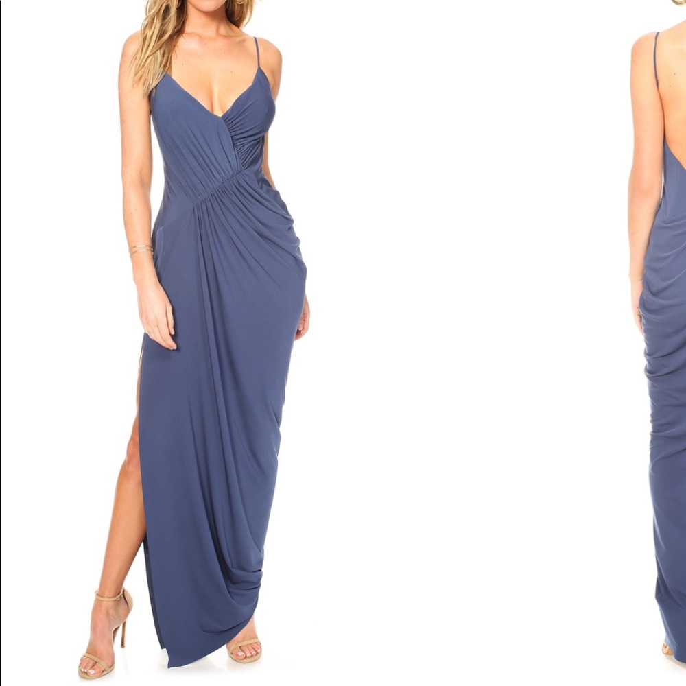 Ruched Side Drape Evening Dress - Gem